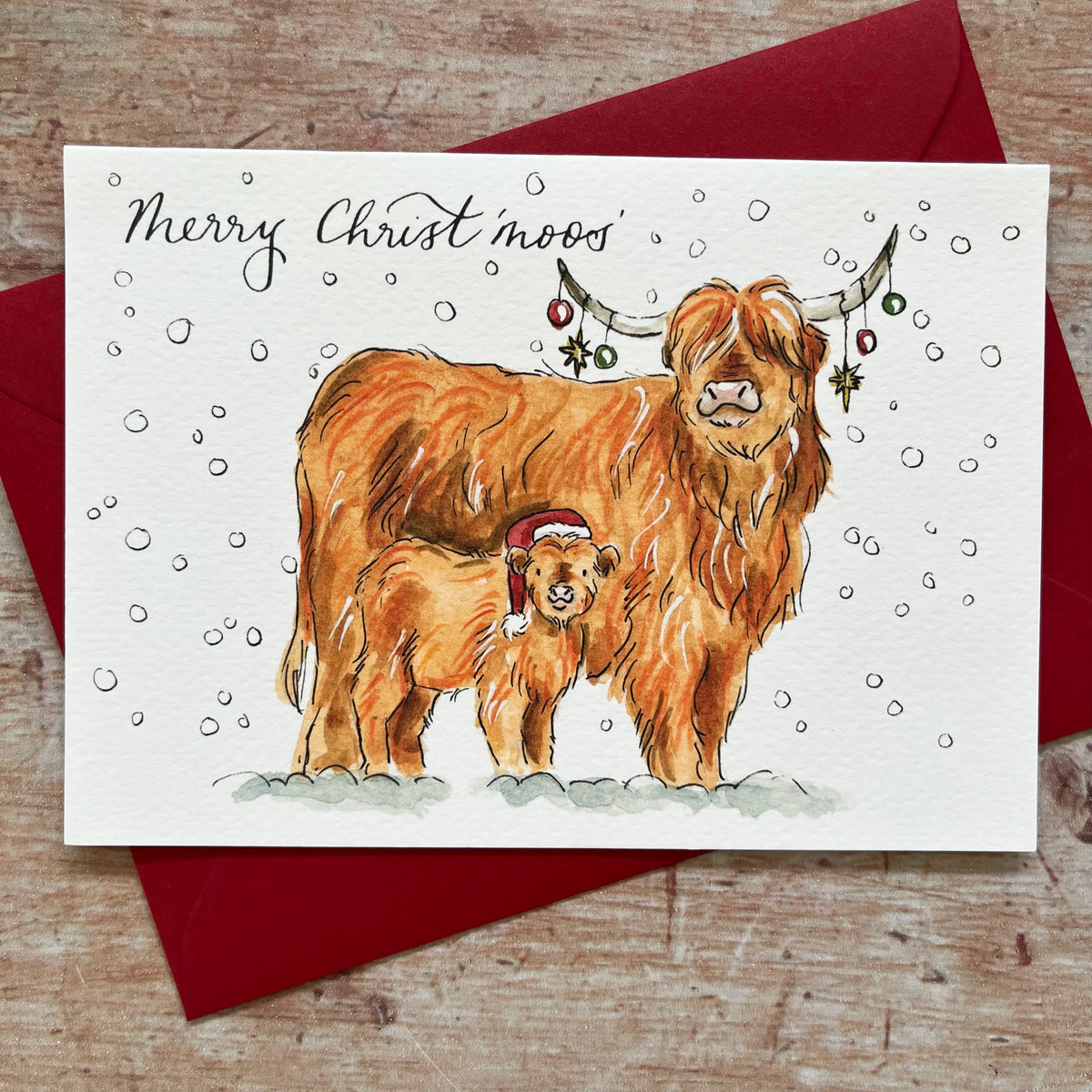 Highland Cattle Christmas Card – Ellie Hooi Illustration