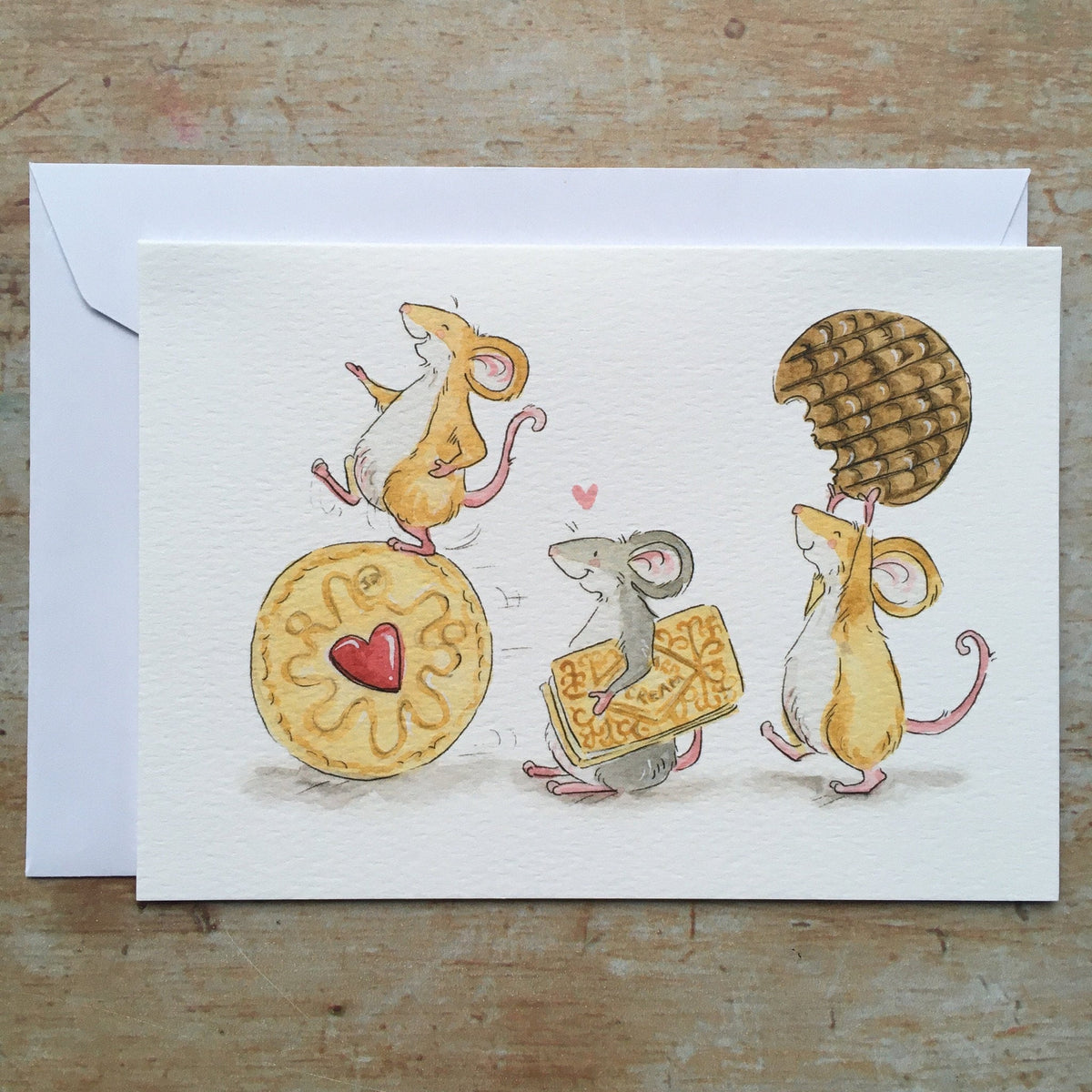 Biscuit mice card – Ellie Hooi Illustration